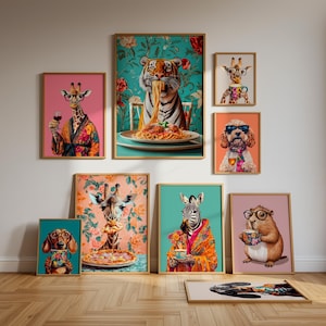 Tiger Eating Spaghetti Kitchen Print: Humorous Maximalist Wall Art - Etsy