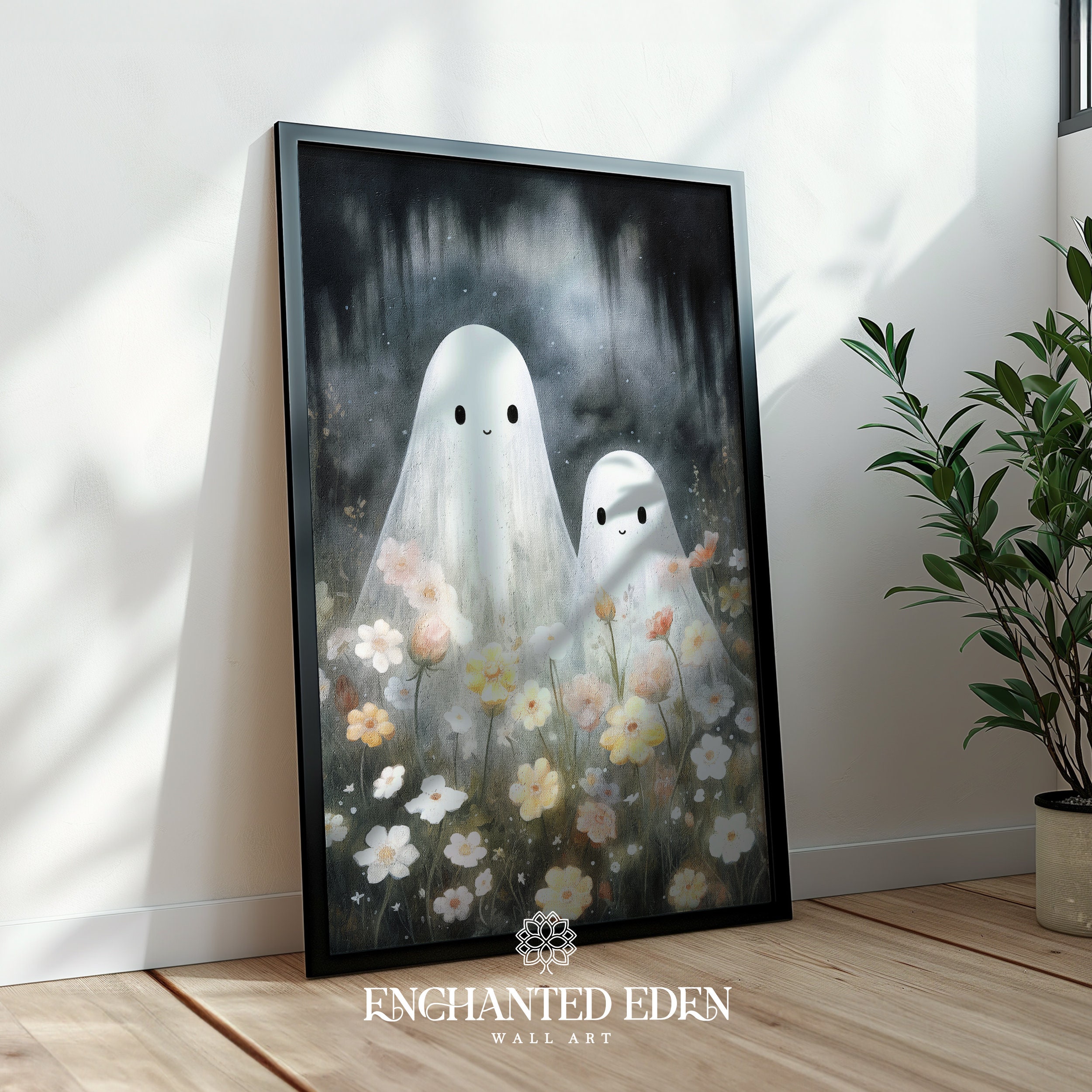 Printable Ghost Couple in Wildflower Field Landscape Oil Painting ...