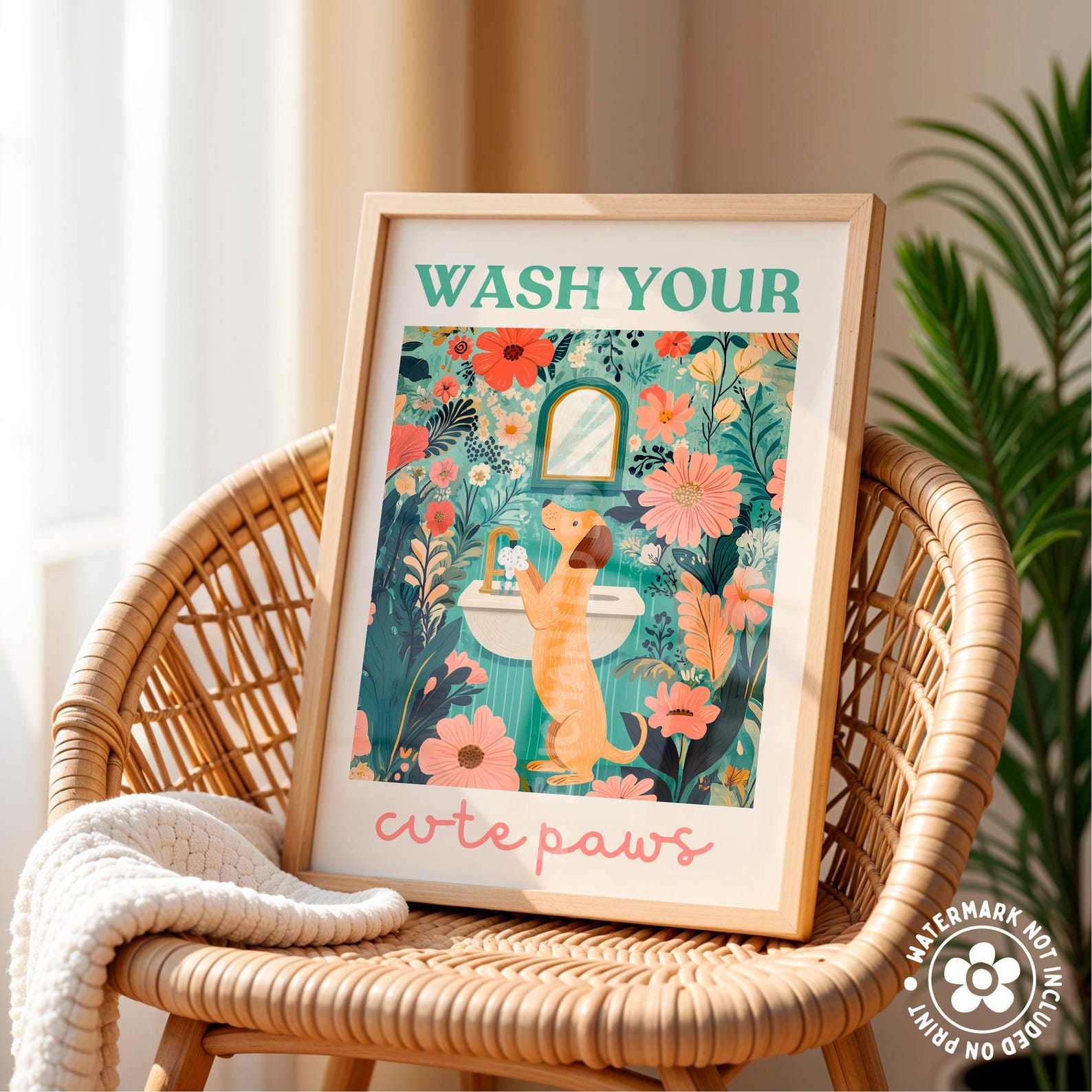 Wash Your Paws Dog Art Print: Funny Bathroom Toilet Decor - Etsy