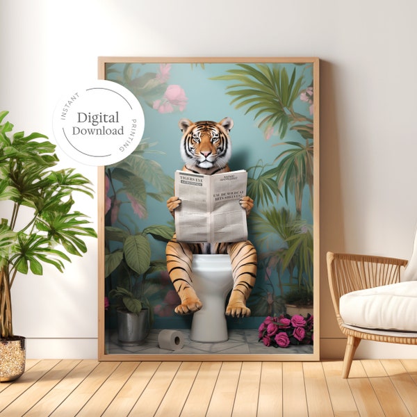 Tiger on Toilet Download - Etsy