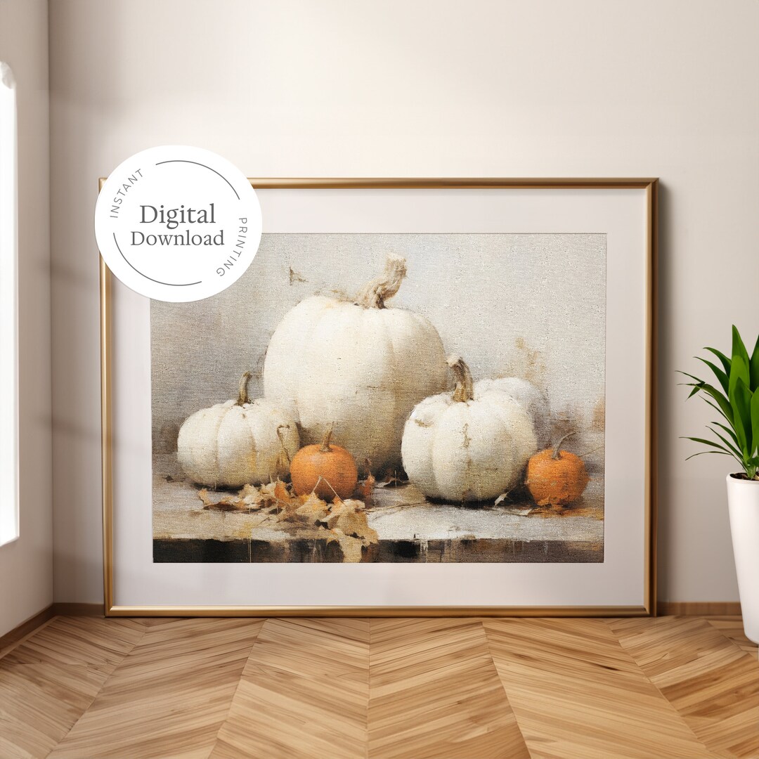 Printable Pumpkin Fall Wall Art Rustic Pumpkins, Autumn Fall Print for ...