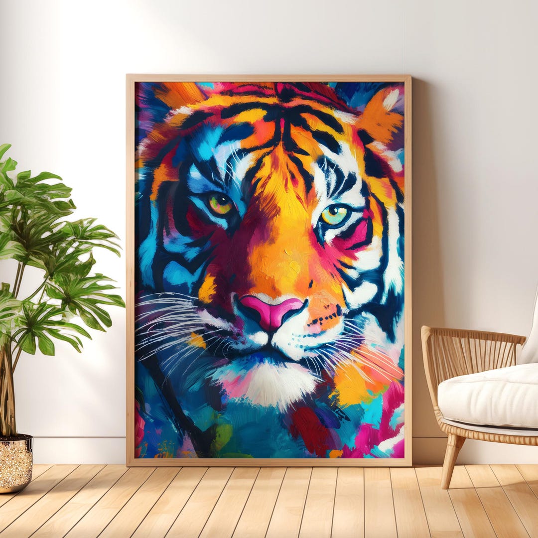 Vibrant Tiger Print, Dopamine Decor, Maximalist Decor, Safari Animal ...