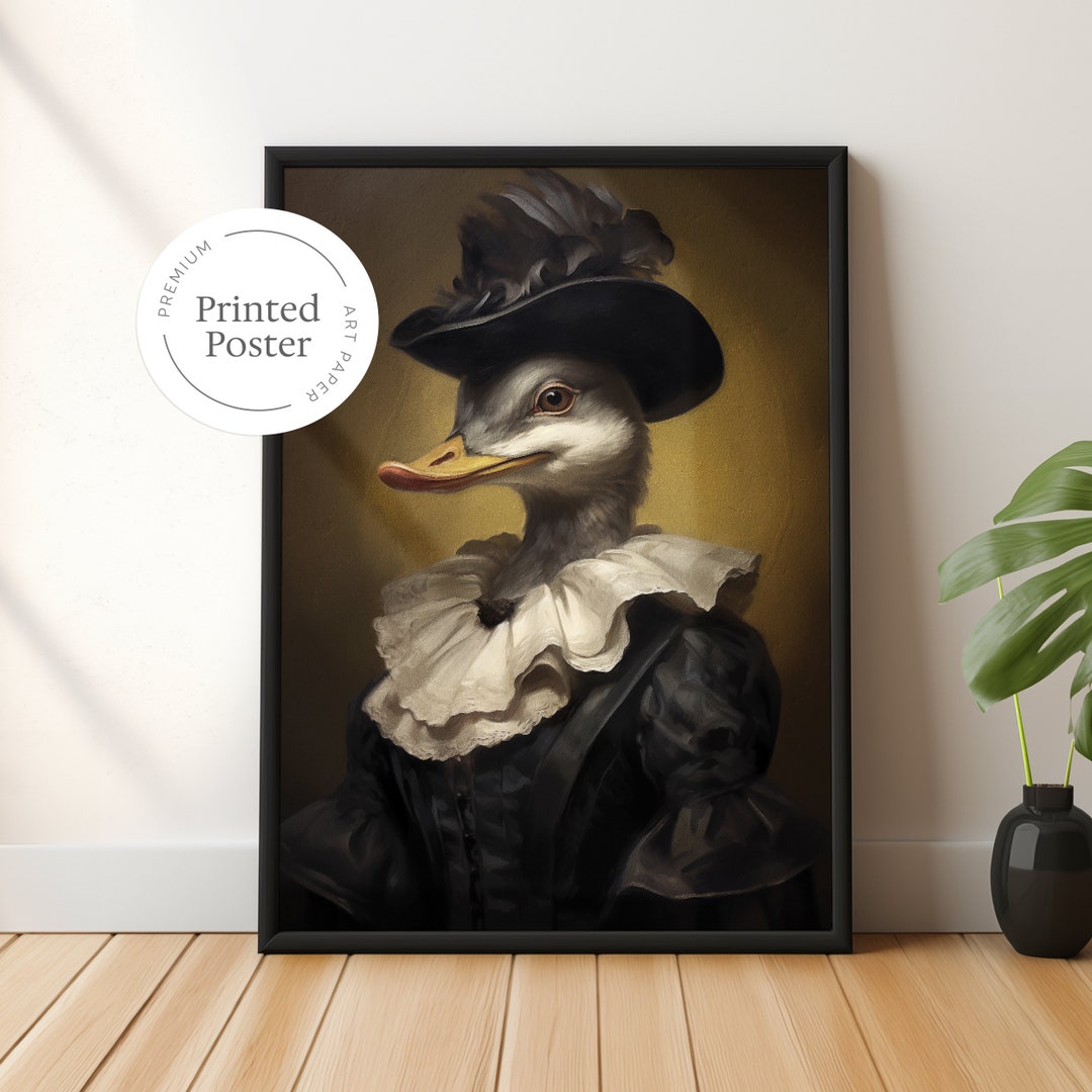 Gothic Duck in Victorian Outfit, Vintage Poster, Oil Painting, Animal ...