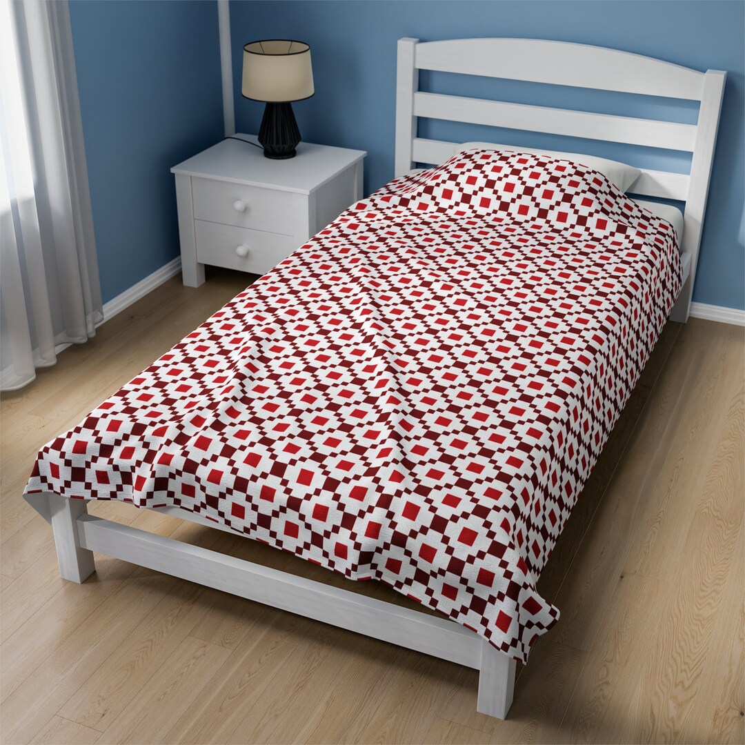 Red Criss Cross Diamond Throw Blanket redstone Theme, Colorful Plush ...