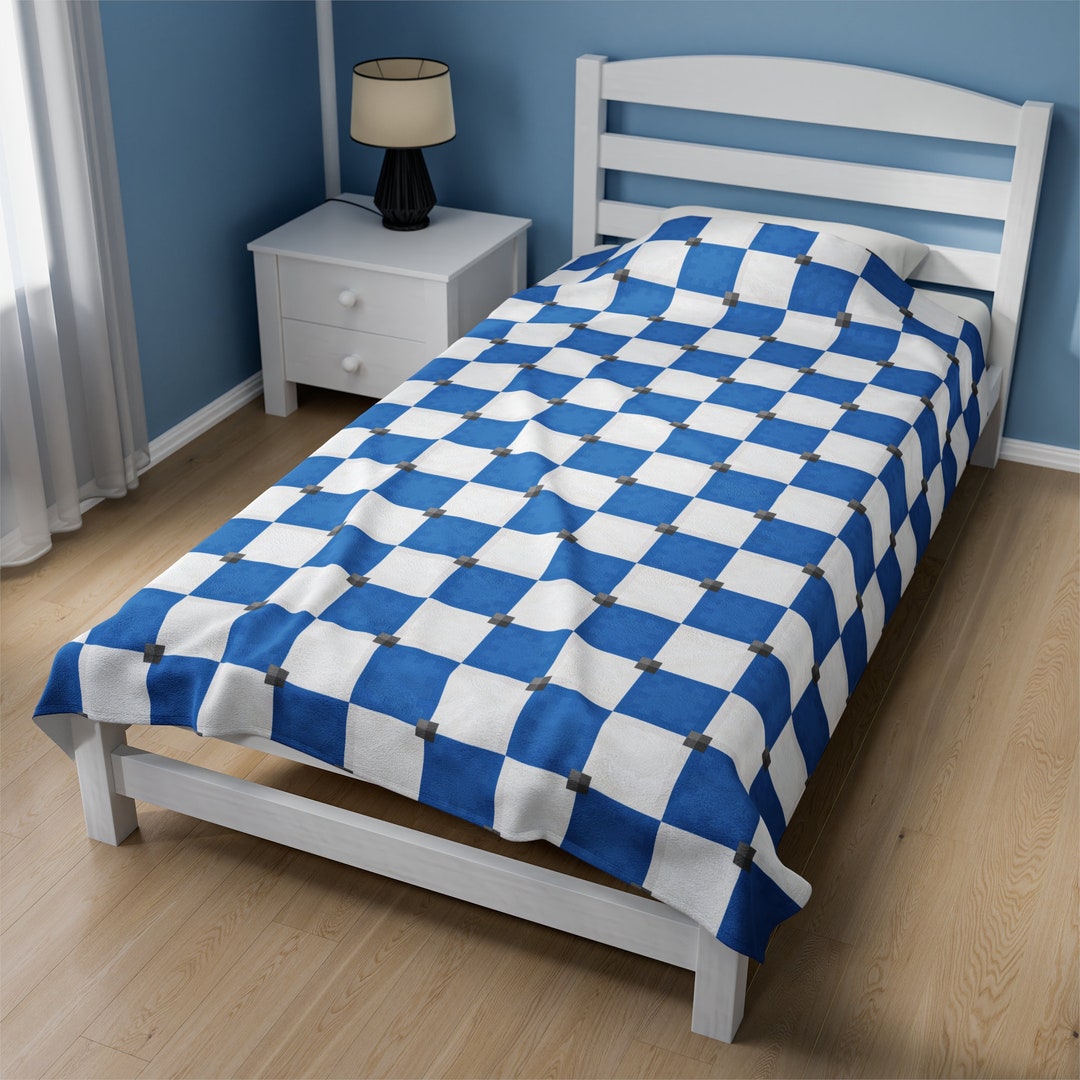 Blue White Checkerboard Throw Blanket "royal Block" Theme, Colorful ...