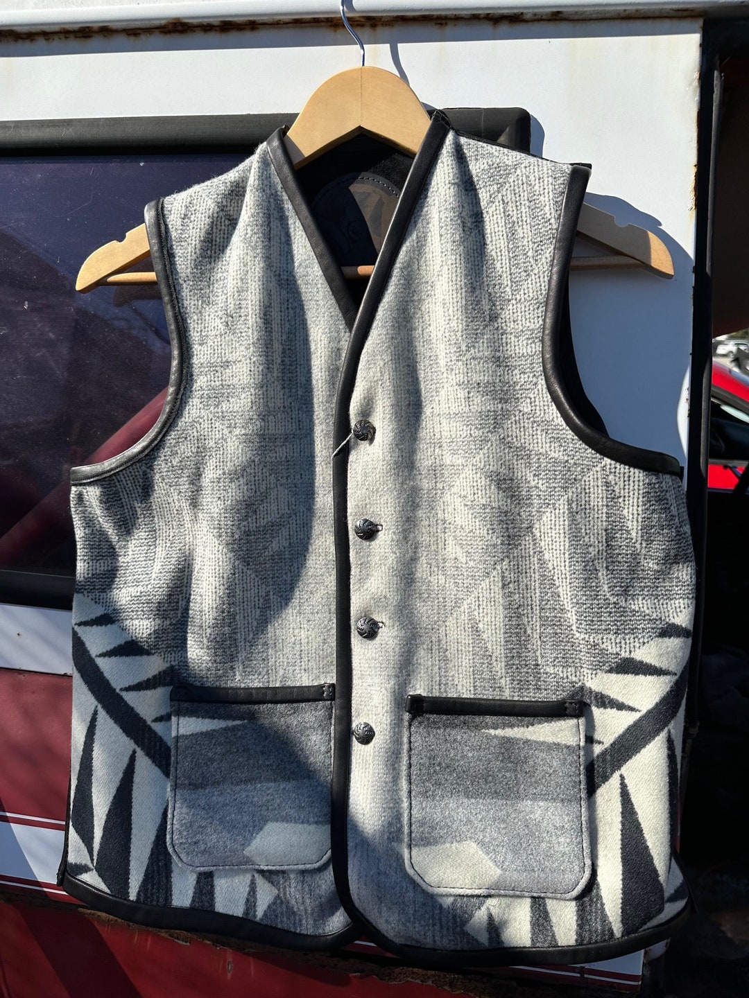 Pendleton® Wool & Leather Vest - Etsy