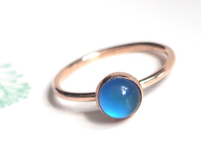 14K Gold Mood Ring, Dainty Ring for Women, Feeling Stone Ring, Colorful ...