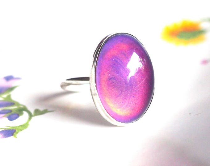 Mood Ring in Sterling Silver, Color Changing Ring - Etsy