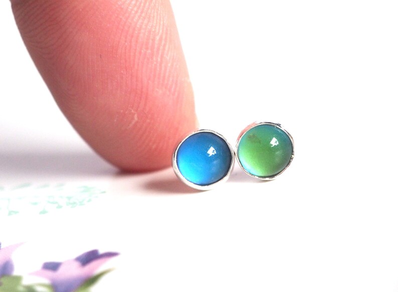 Mood Earrings in Sterling Silver Small Color Changing Earring | Etsy
