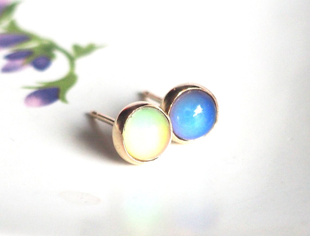 Mood Earrings, 14kt Gold, Color Changing - Etsy