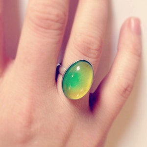 Adjustable Mood Ring in Sterling Silver, Color Changing Stone - Etsy