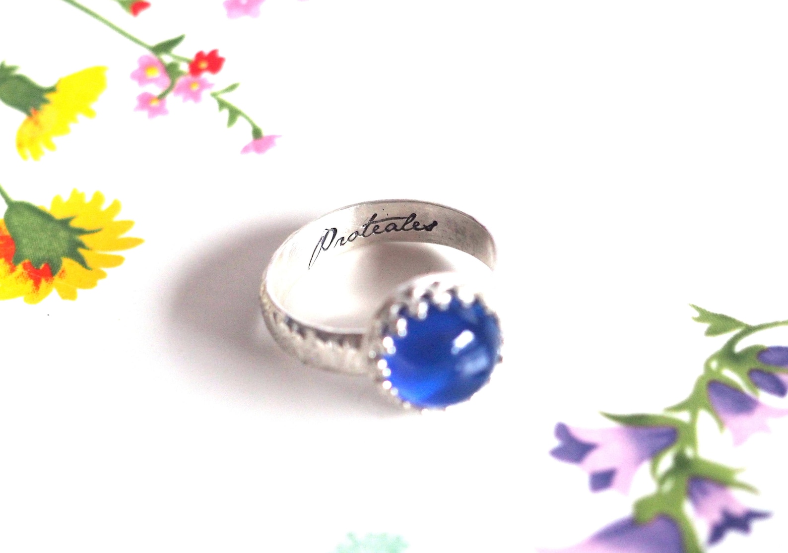 Mood Ring With Floral Band in Sterling Silver Medium Round | Etsy