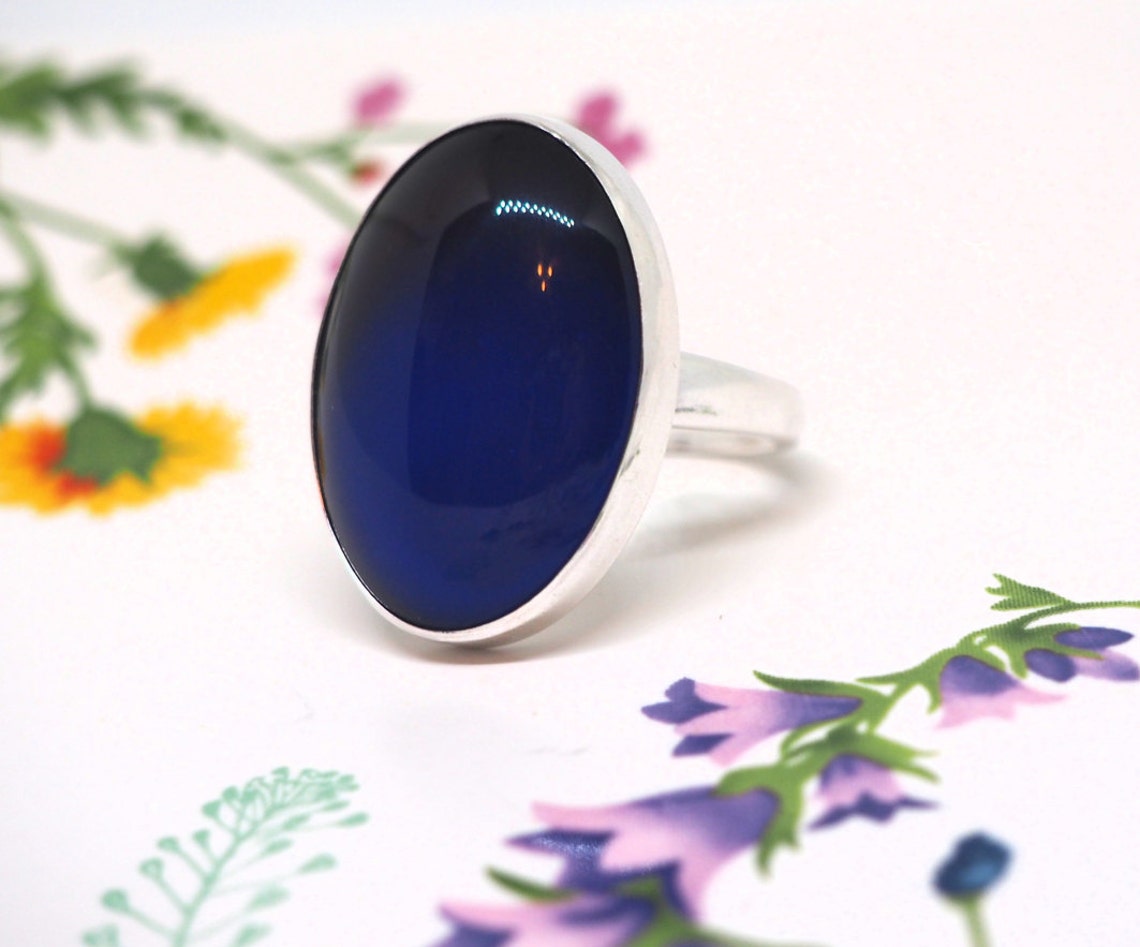 Adjustable Mood Ring Extra Large Sterling Silver | Etsy