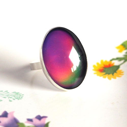 Extra Large Mood Ring in Sterling Silver - Etsy