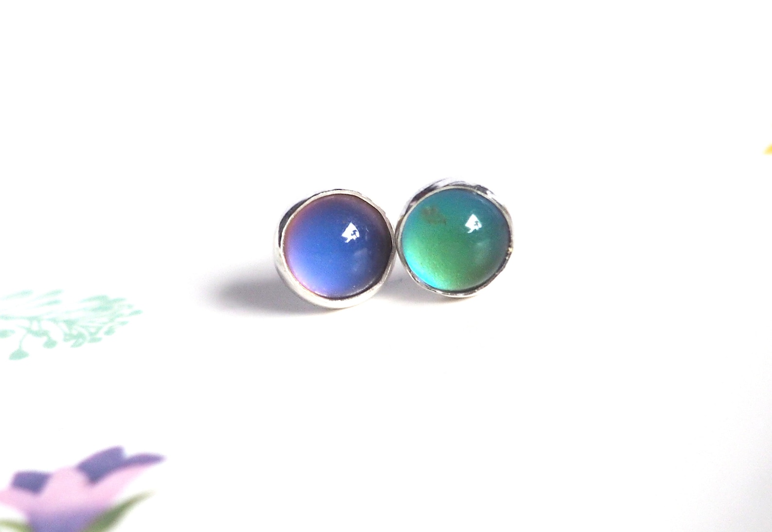 Mood Earrings in Sterling Silver Small Color Changing Earring - Etsy