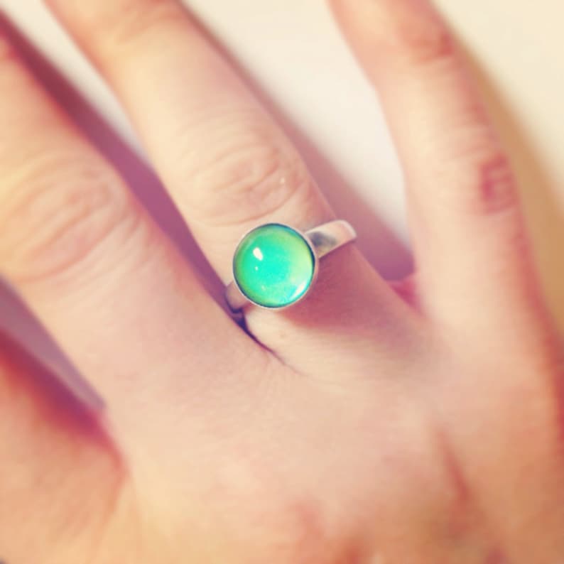 Adjustable Mood Ring Sterling Silver With Color Changing Mood - Etsy