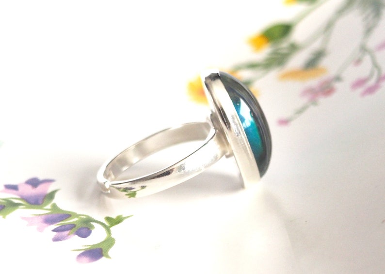 Adjustable Mood Ring in Sterling Silver Color Changing Stone | Etsy