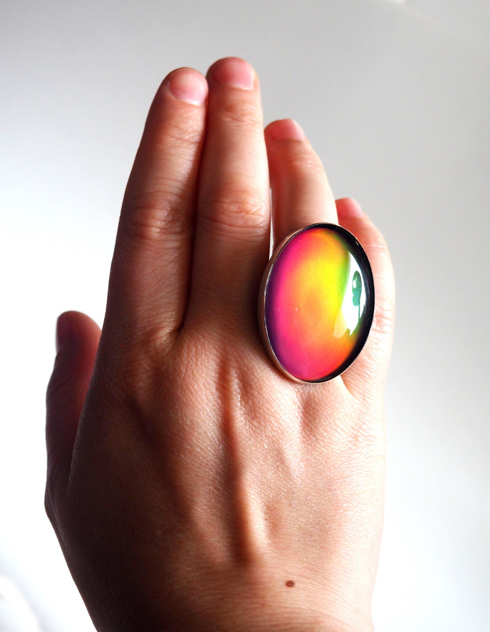 Extra Large Mood Ring in Sterling Silver - Etsy