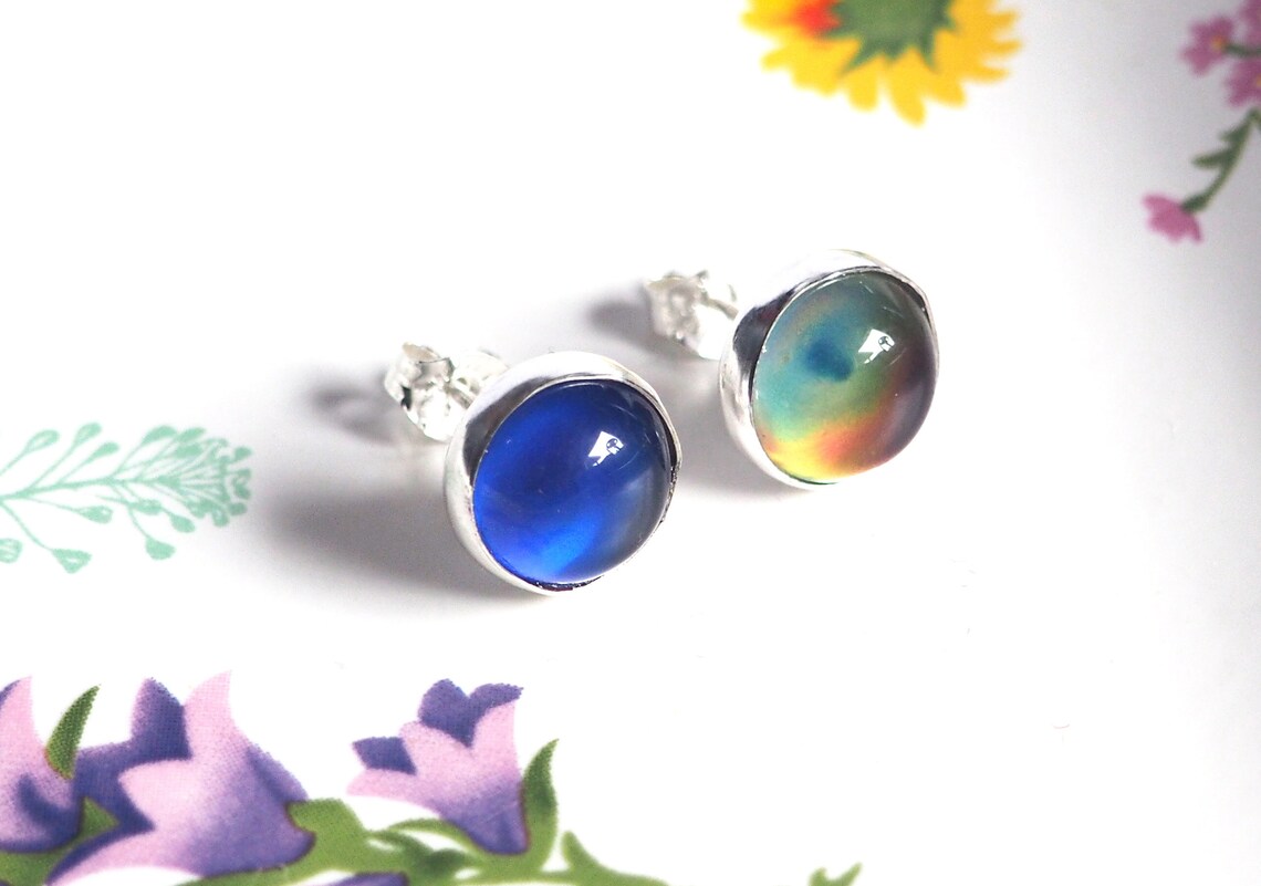 Medium Mood Earrings Color Changing - Sterling Silver and Surgical ...