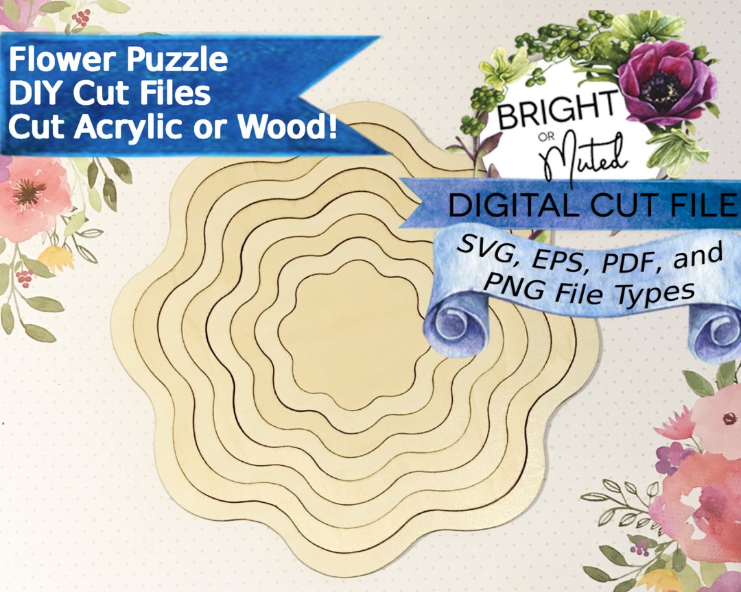 Laser Cut Files Puzzle SVG - Freeform Flower Puzzle Instant Download ...
