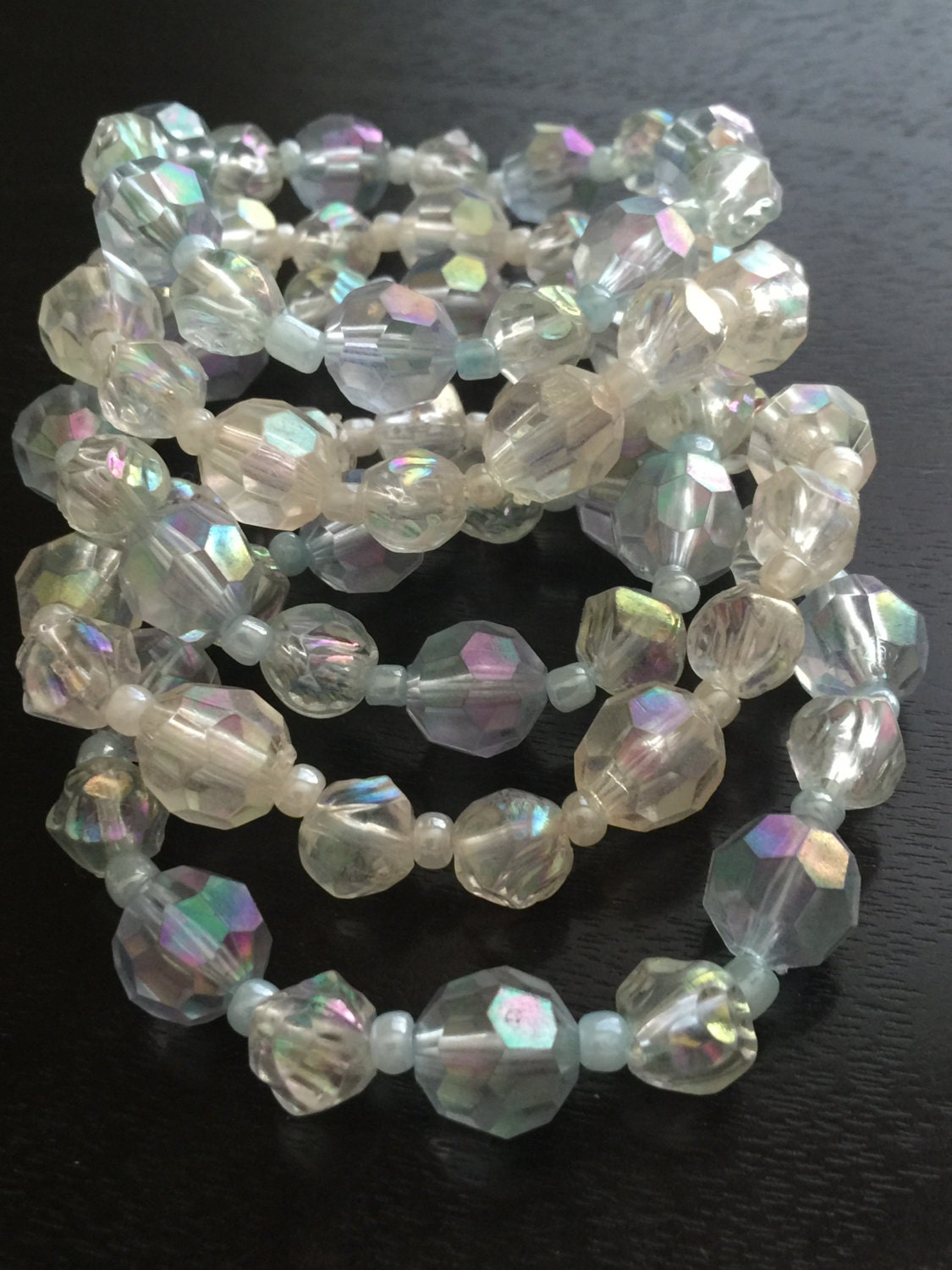 Bracelet Stretch Plastic Beads of Light Clear AB Blue and - Etsy