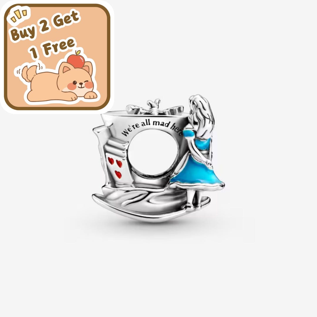 Alice in Wonderland & the Mad Hatter's Tea Party Charm,silver Charm ...