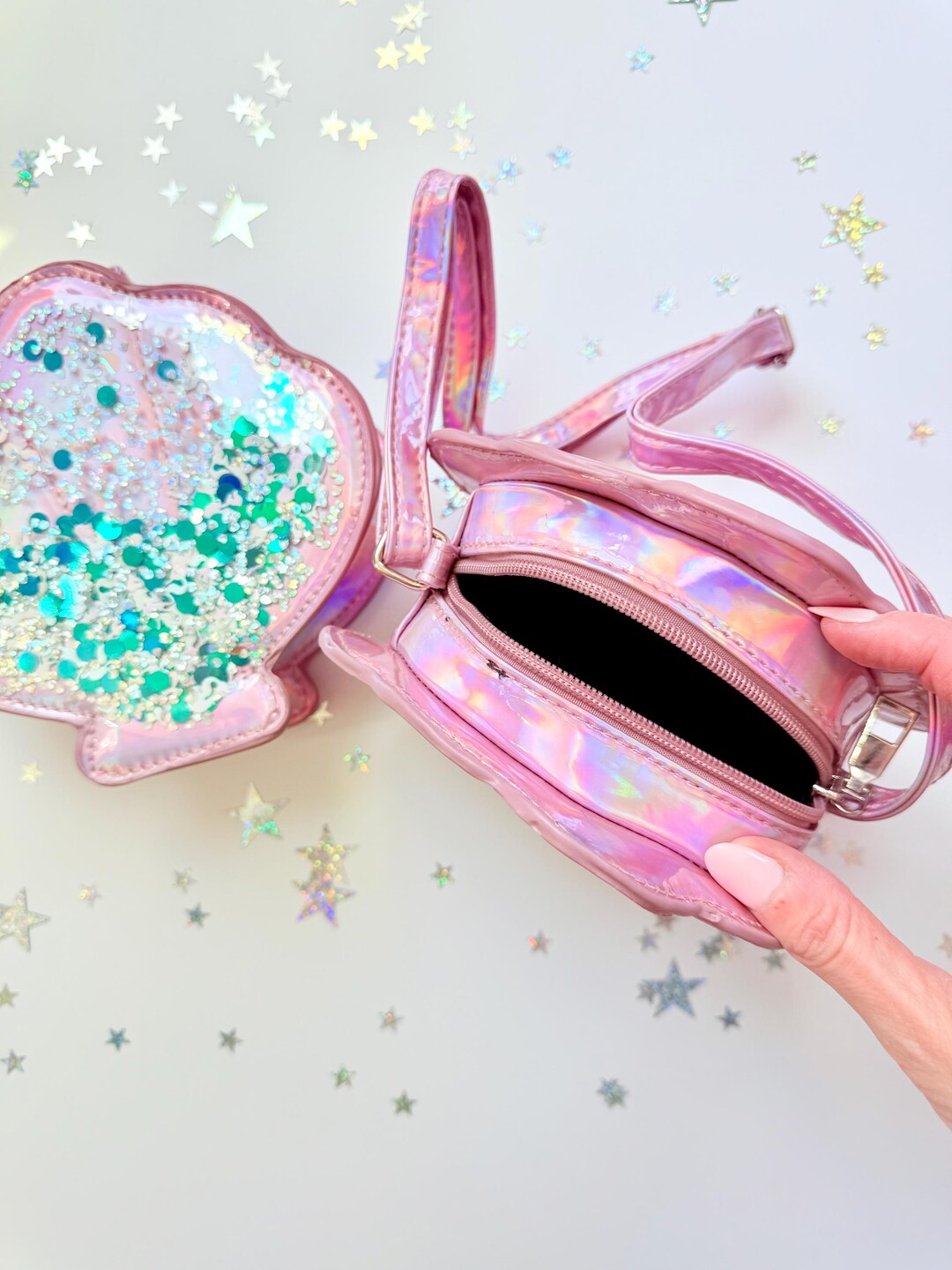 Girls Shell Mermaid Confetti Purse - Shell Mermaid Purse - Girly Purse ...
