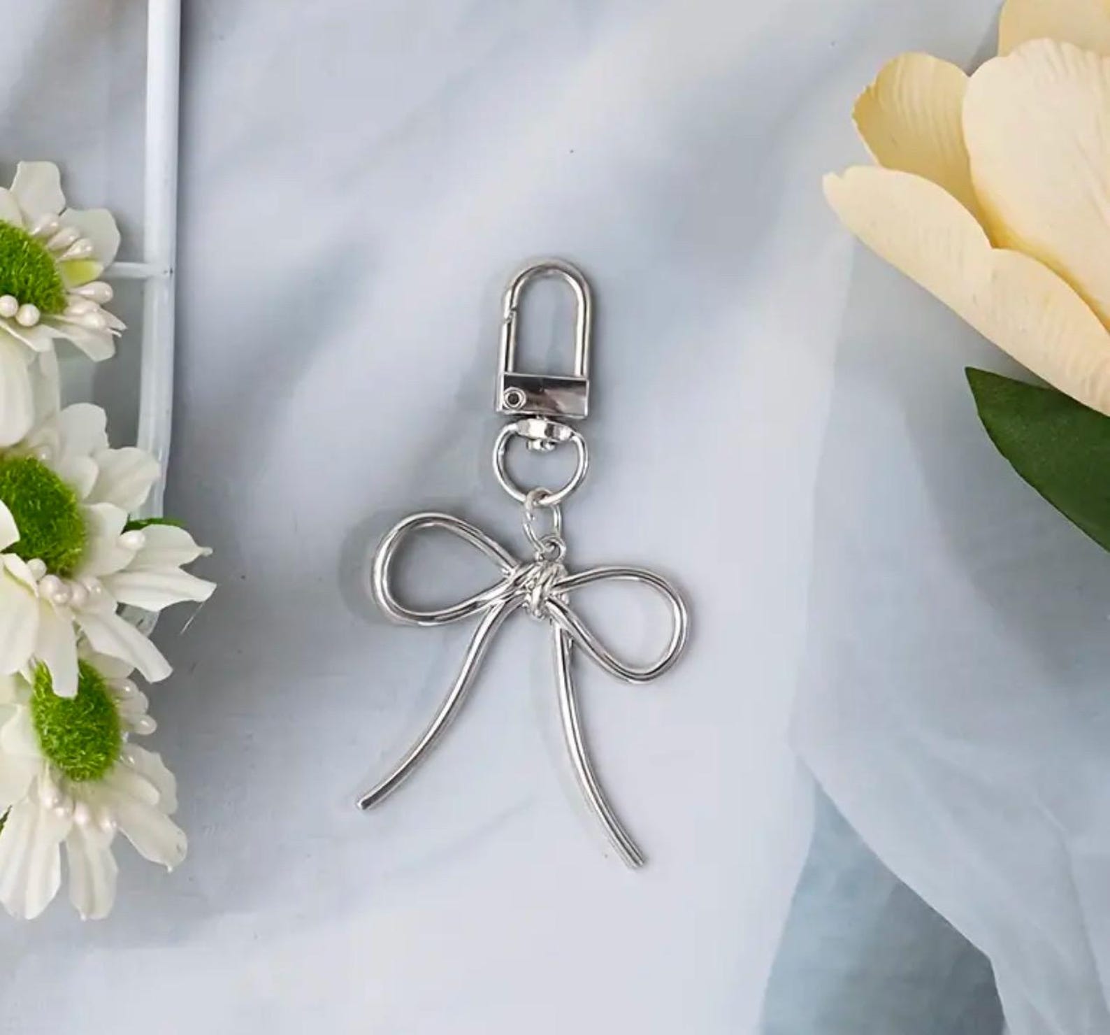 Bow Keychain - Bow Coquette Keychain - Gold Silver Bow - Bow ...