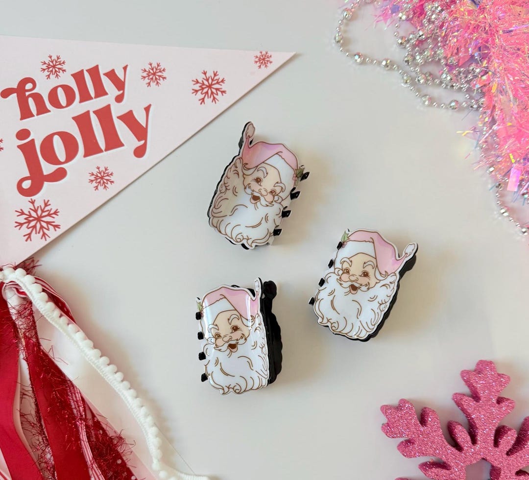 Santa Hair Claw Clip - Vintage Santa - Christmas Holiday - Hair ...