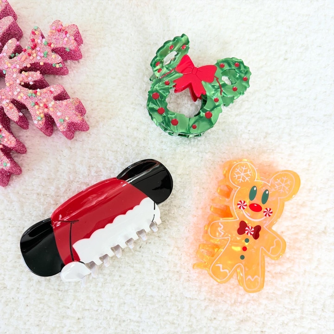Holiday Mouse Gingerbread Santa Hat Claw Clip - Happiest Place Claw ...