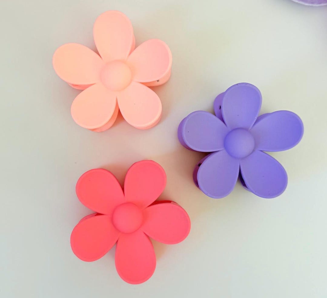 Flower Claw Clip - Bright Colorful Flower Hair Clip - Womens Hair Claw ...