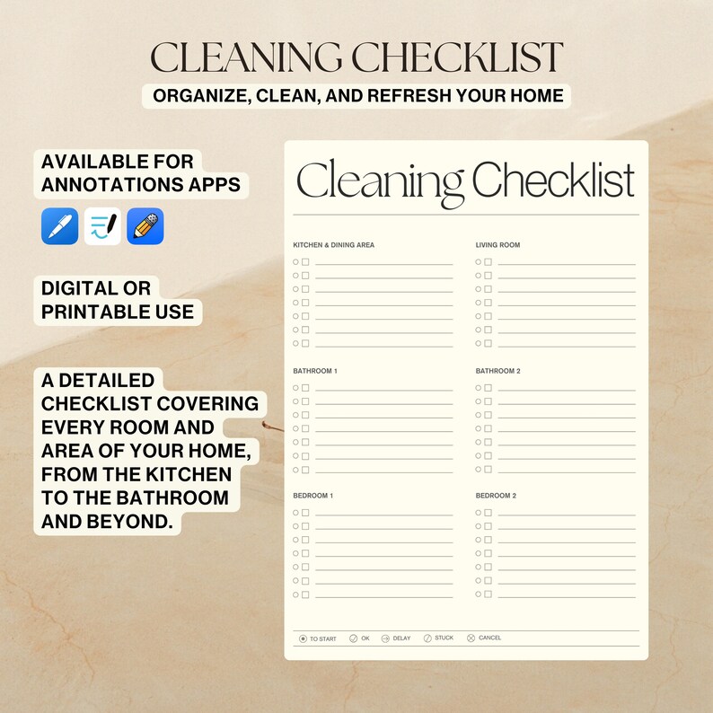 Printable Cleaning Checklist • Minimalist Cleaning Schedule • Cleaning ...