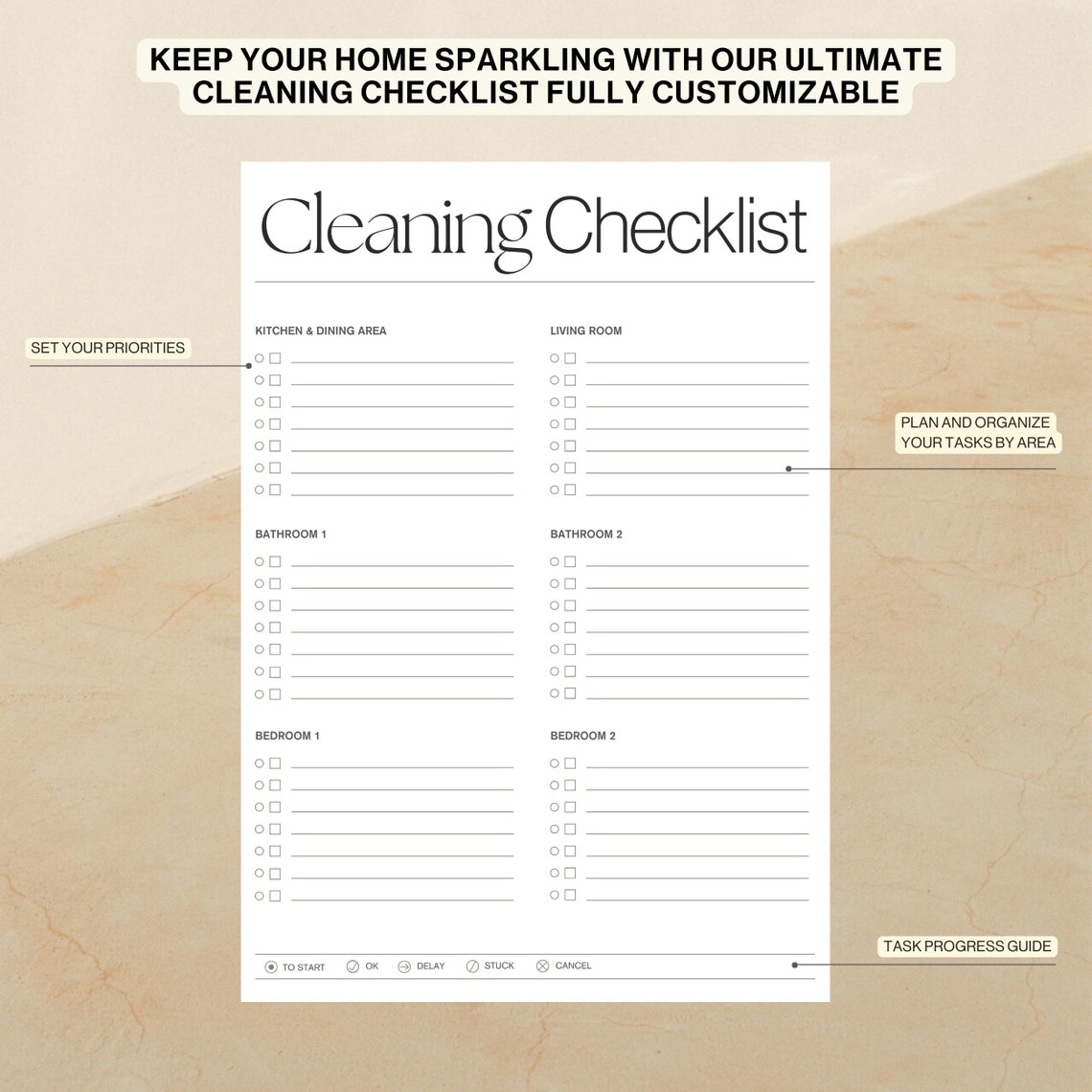 Printable Cleaning Checklist Minimalist Cleaning Schedule Cleaning to ...