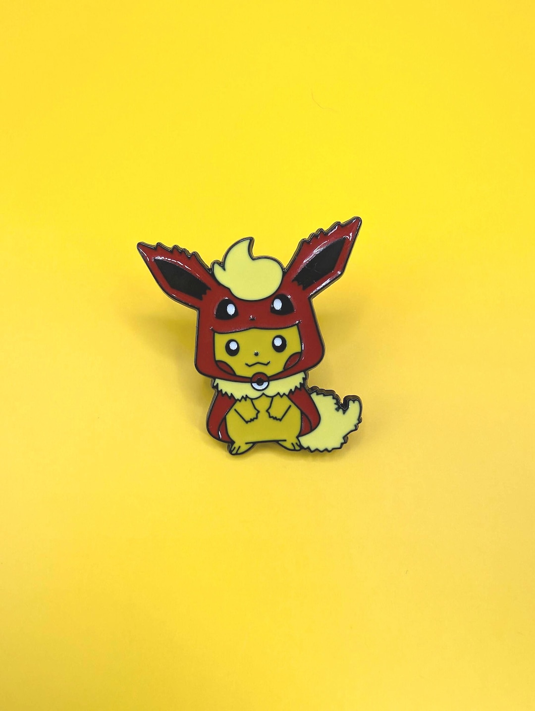 Adorable Fire Flareon Pikachu Crossover Pin Badge Perfect Pokémon Fan ...