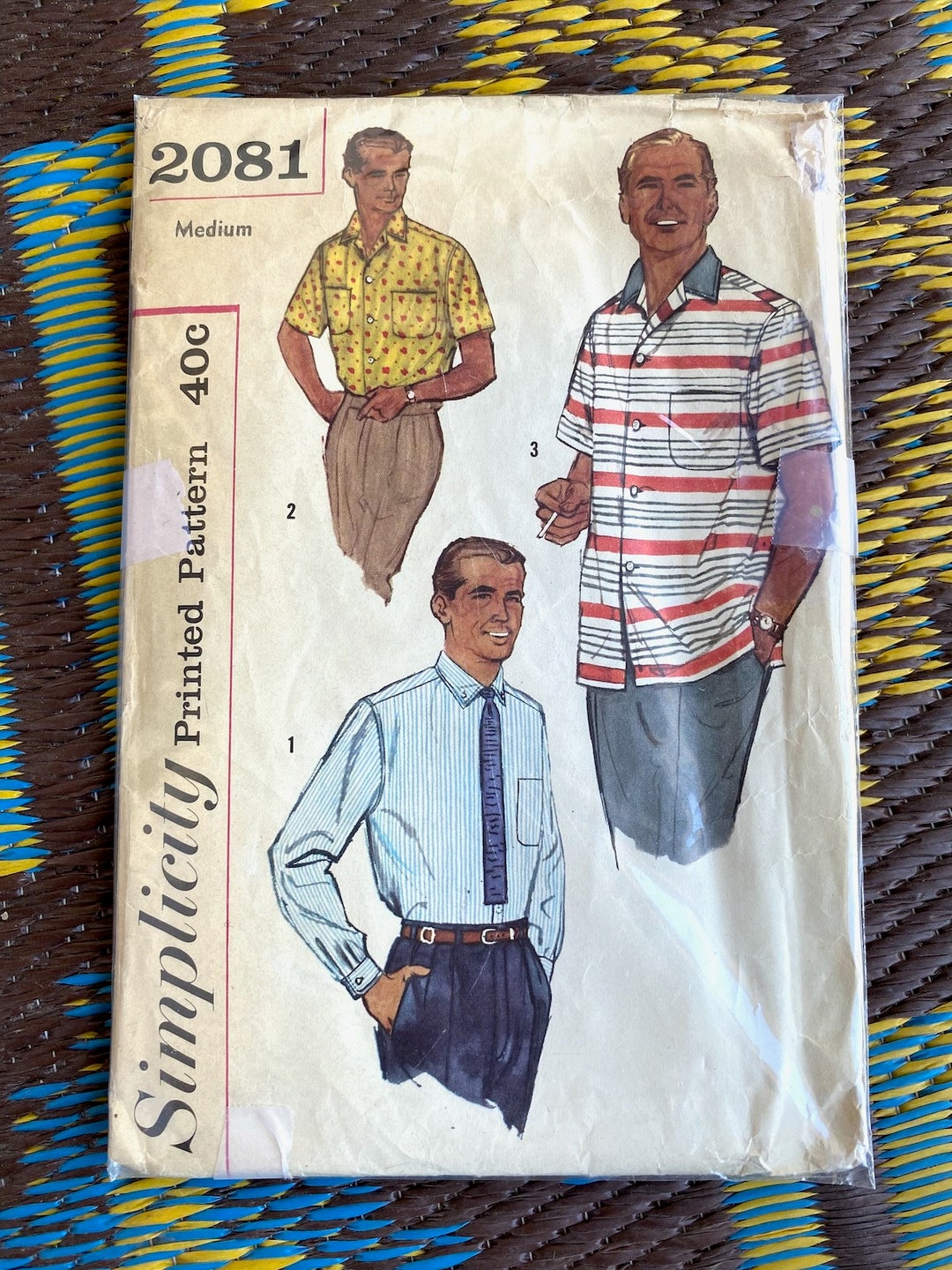 Vintage 1950s Mens Shirt Pattern Simplicity 2081 Sz M 38-40 - Etsy
