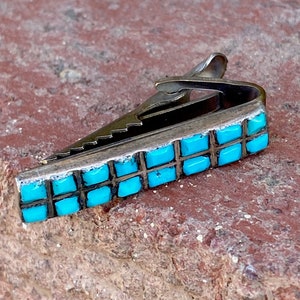 Vintage 1950s Turquoise Tie Bar Necktie Clip for Skinny Tie - Etsy