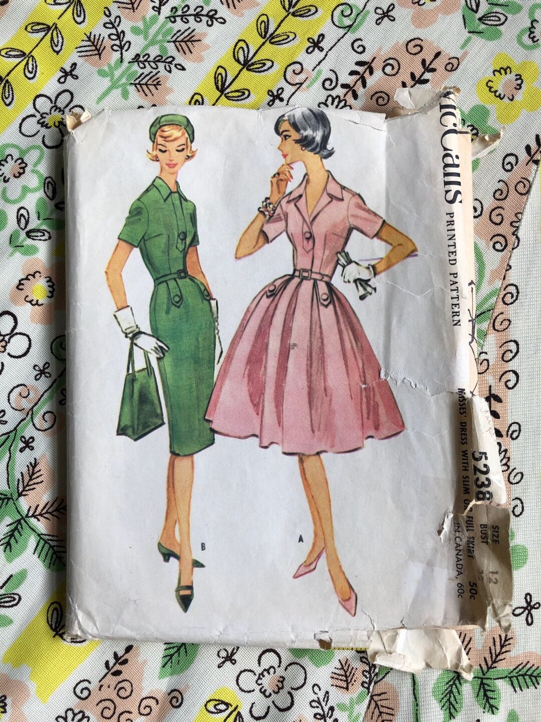 Vintage 1950s Day Dress Shirtdress Pattern Mccalls 5238 W25 - Etsy