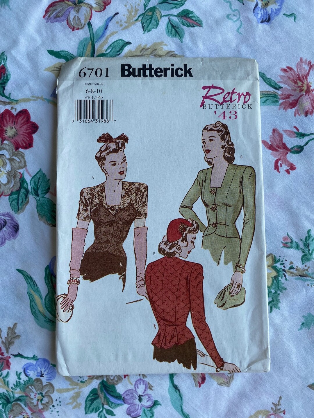 Vintage 2000s 40s Blouse Pattern Retro Butterick 6701 1940s - Etsy