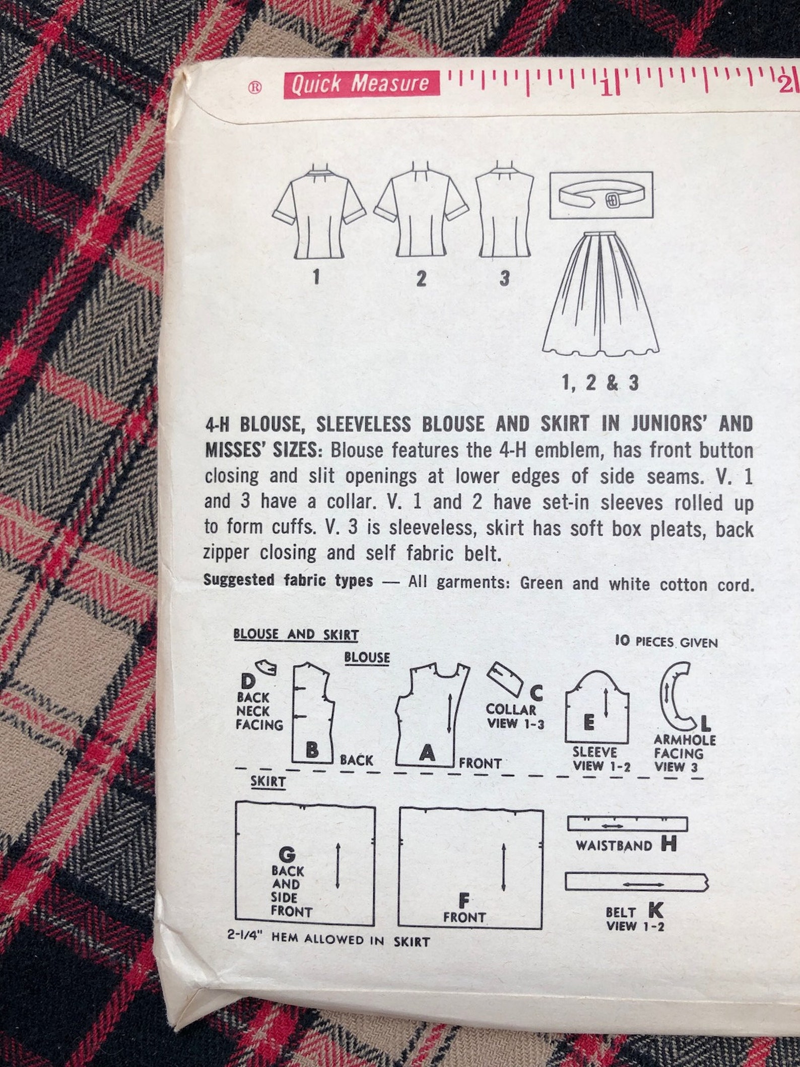 Vintage 1960s 4H Uniform Pattern Simplicity 4814 Sz S B31.5 - Etsy