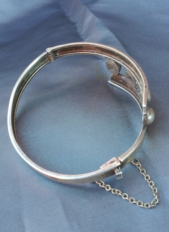 Vintage 1950s Silver Hinged Cuff Bracelet Taxco Stamp… - Gem