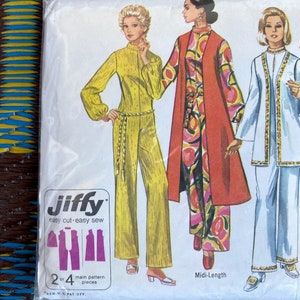 Vintage 1960s 1970s Jumpsuit Long Vest Pattern Simplicity 9071 Sz L B36 ...
