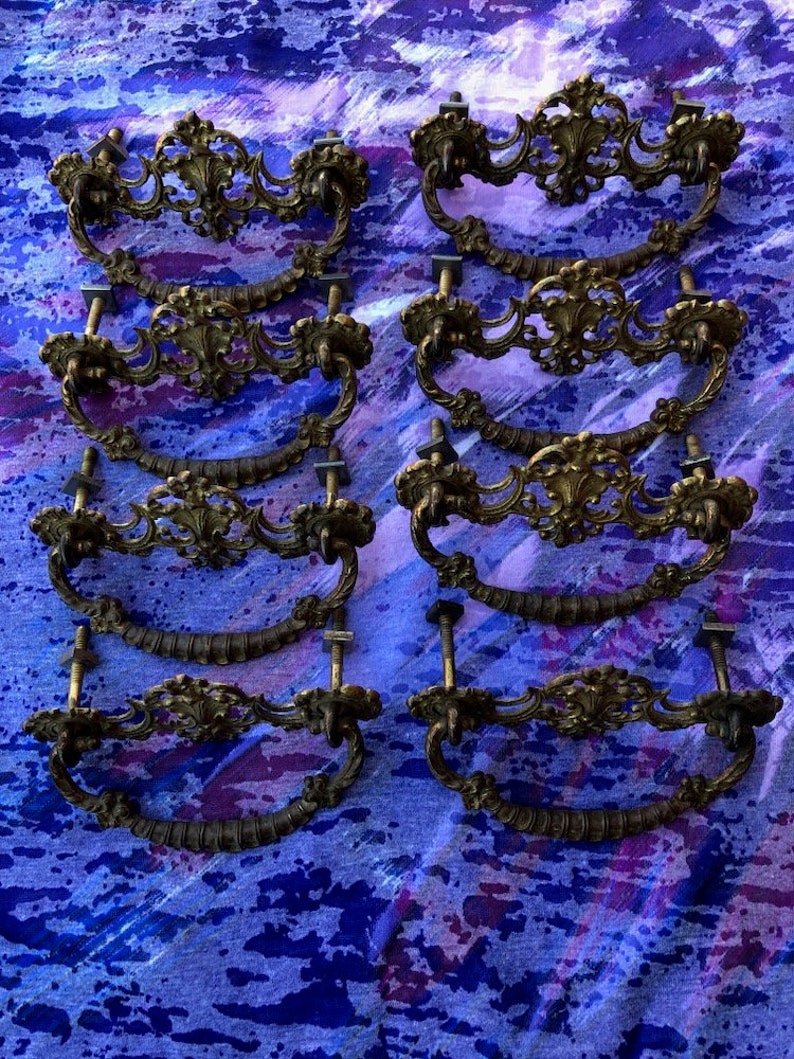 Vintage 1890s Ornate Victorian Drawer Pulls Handles 8 CT - Etsy