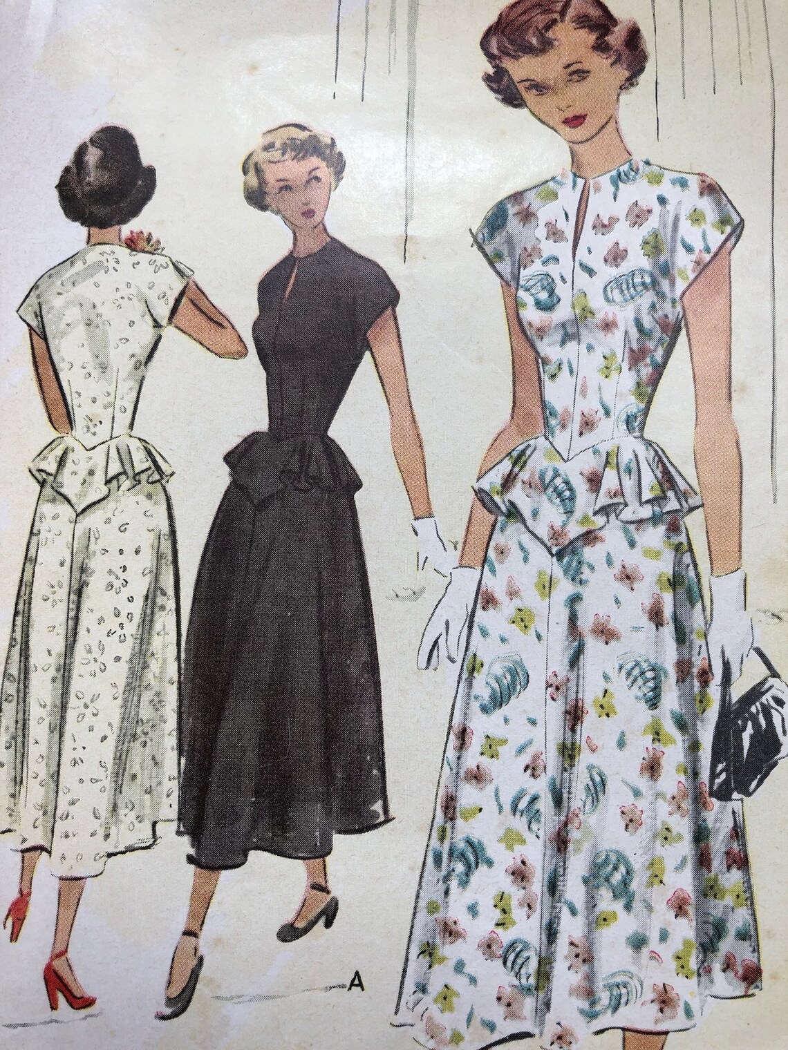 Vintage 1940s Peplum Dress Pattern Mccall 7622 Sz S B29 - Etsy