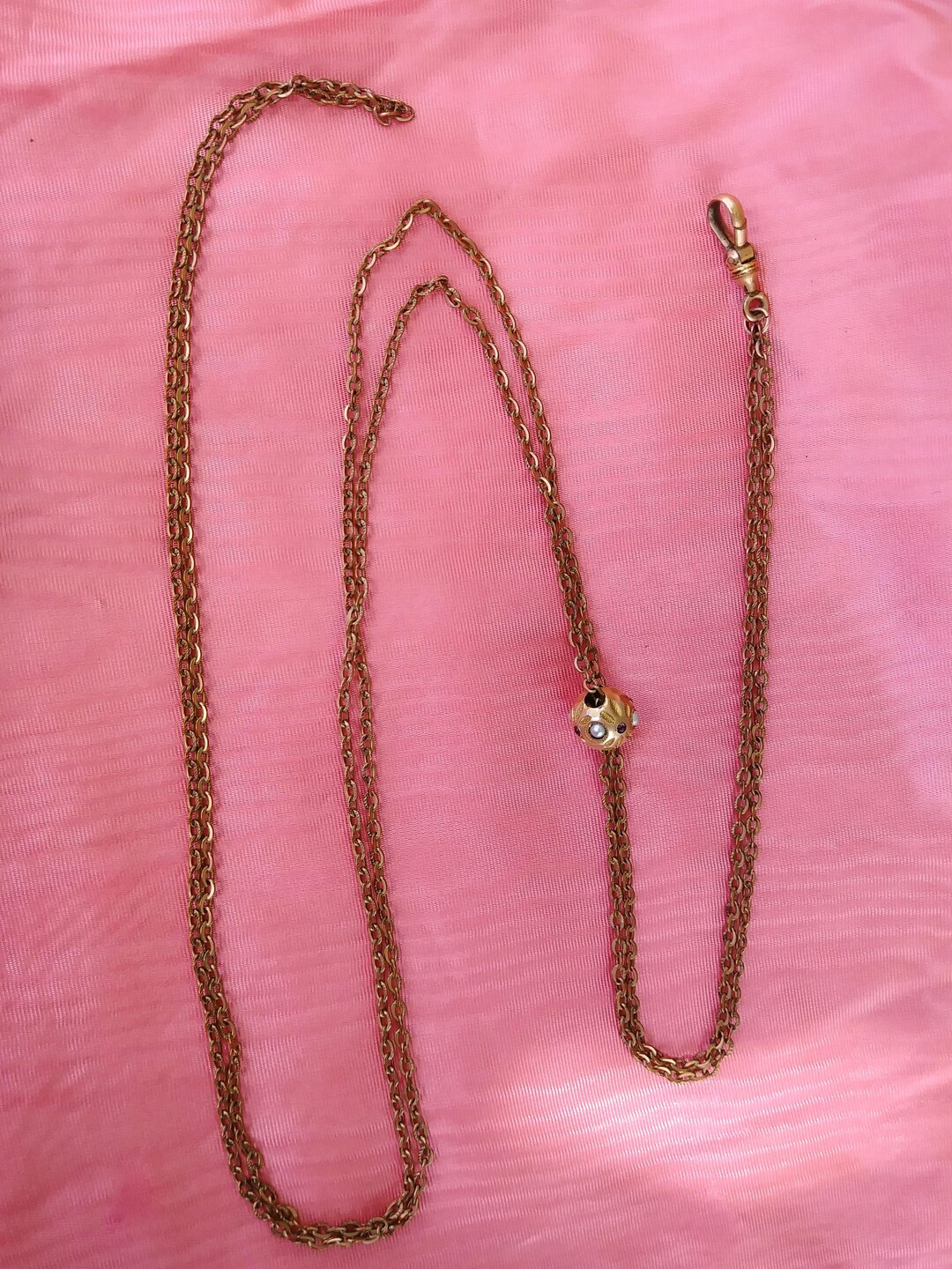 Vintage 1880s Victorian Watch Slide Lariat Necklace Gold Amethyst - Etsy