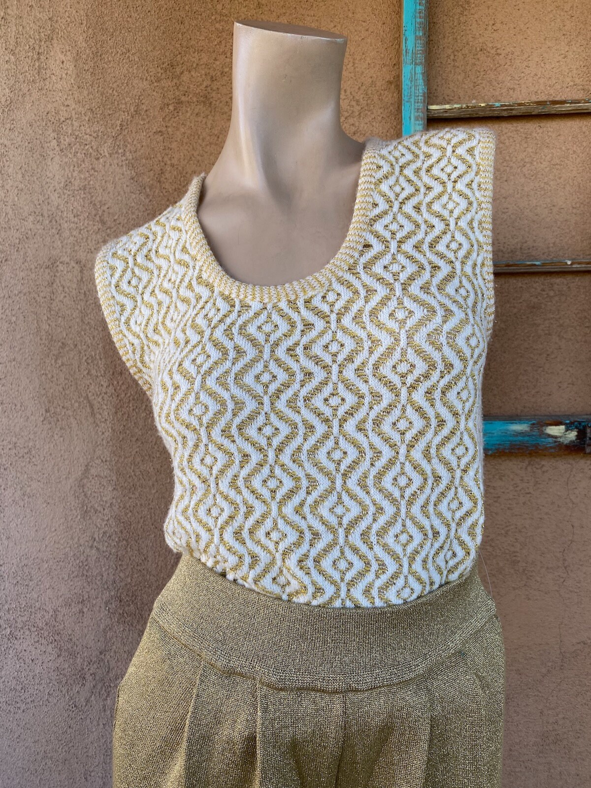 Vintage 1960s 1970s Gold Metallic Orlon Sweater Vest Sz M L - Etsy