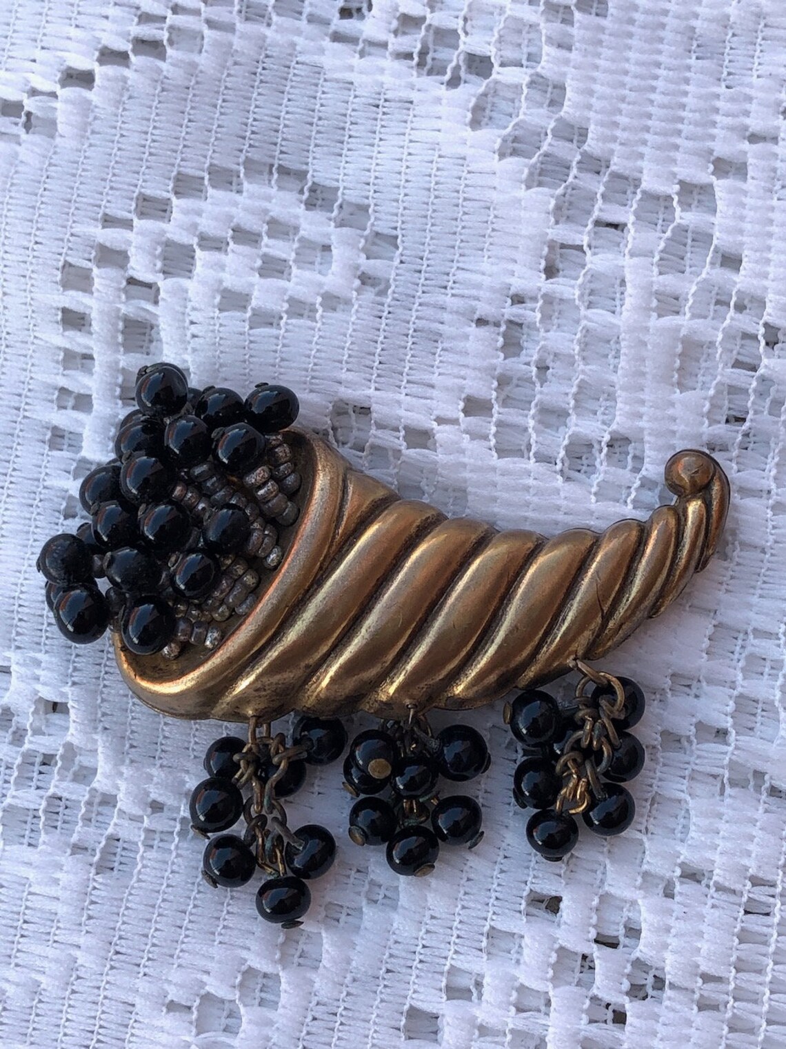 Vintage 1940s Large Cornucopia Brooch Statement Pin | Etsy