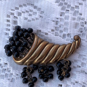 Vintage 1940s Large Cornucopia Brooch Statement Pin - Etsy
