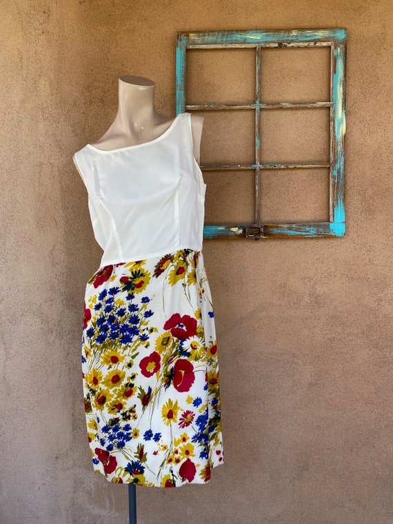 Vintage 1960s Summer Silk Cocktail Dress Floral Print… - Gem