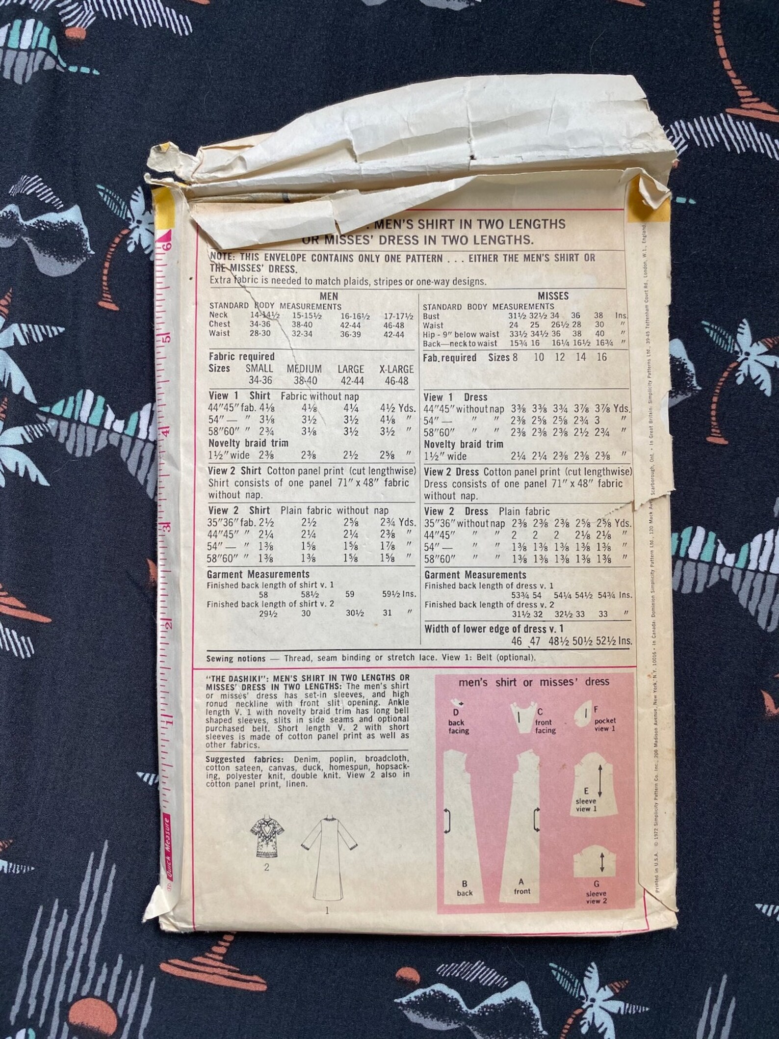 Vintage 1970s Dashiki Caftan Pattern Simplicity 5043 Sz S B34 - Etsy