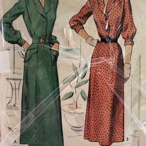 Vintage 1940s Day Dress Pattern Mccall 7543 Sz S B34 - Etsy